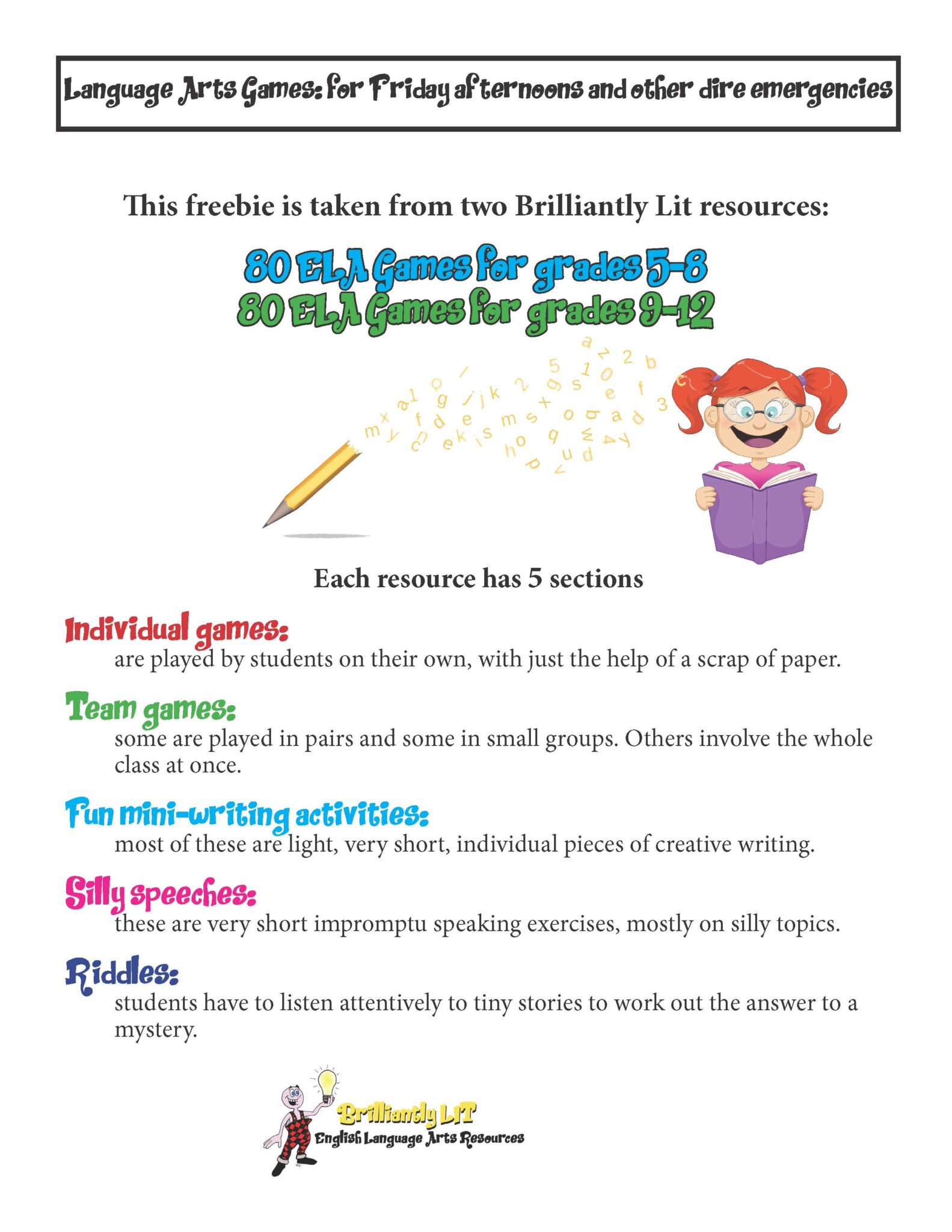 ELA GAMES FUN FREEBIE | Made By Teachers