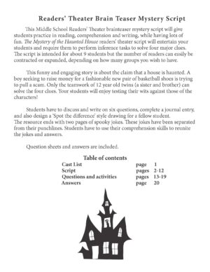 READERS THEATER SCARY MYSTERY SCRIPT Grades 5-8: Haunted House | Made ...