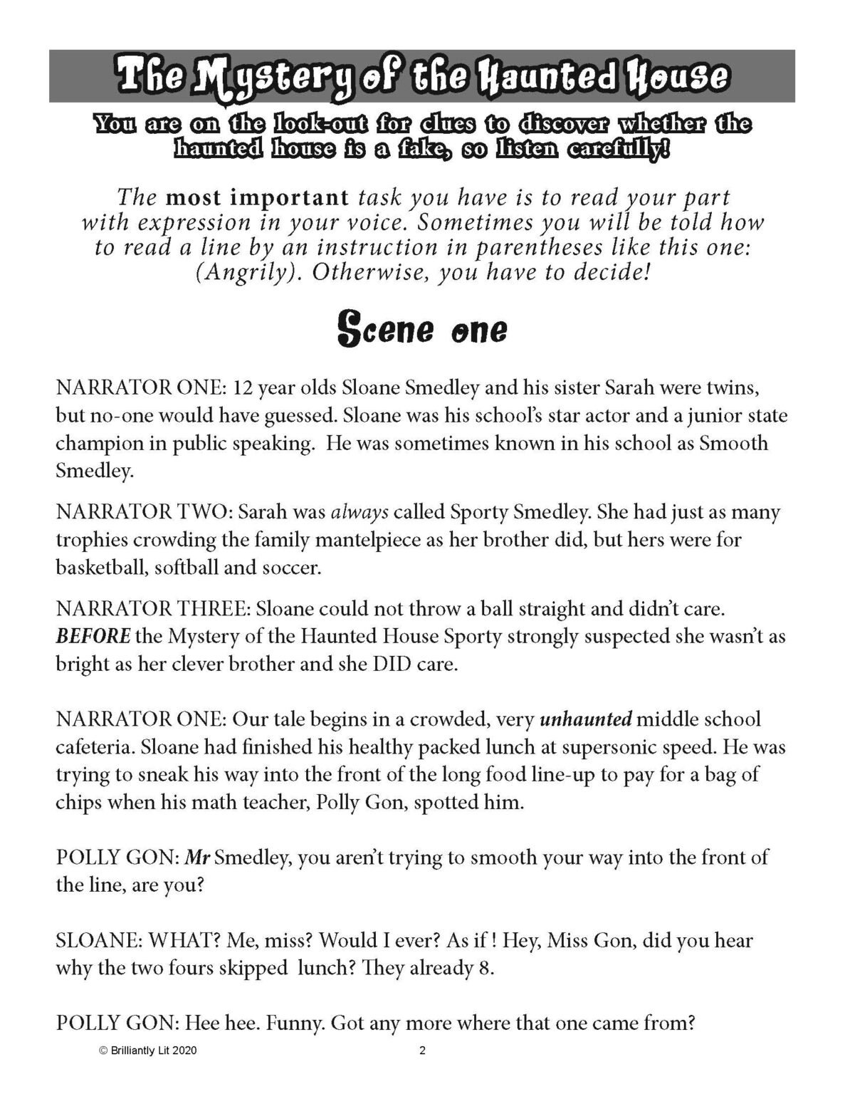READERS THEATER SCARY MYSTERY SCRIPT Grades 5-8: Haunted House - Made ...