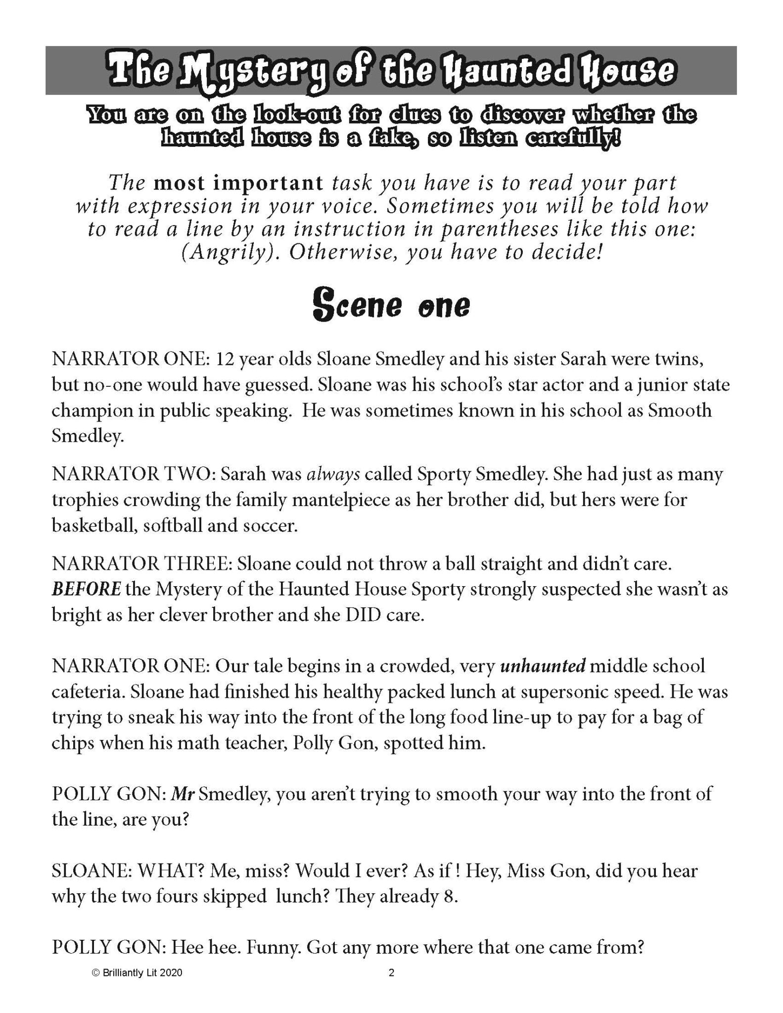 READERS THEATER SCARY MYSTERY SCRIPT Grades 5-8: Haunted House - Made ...