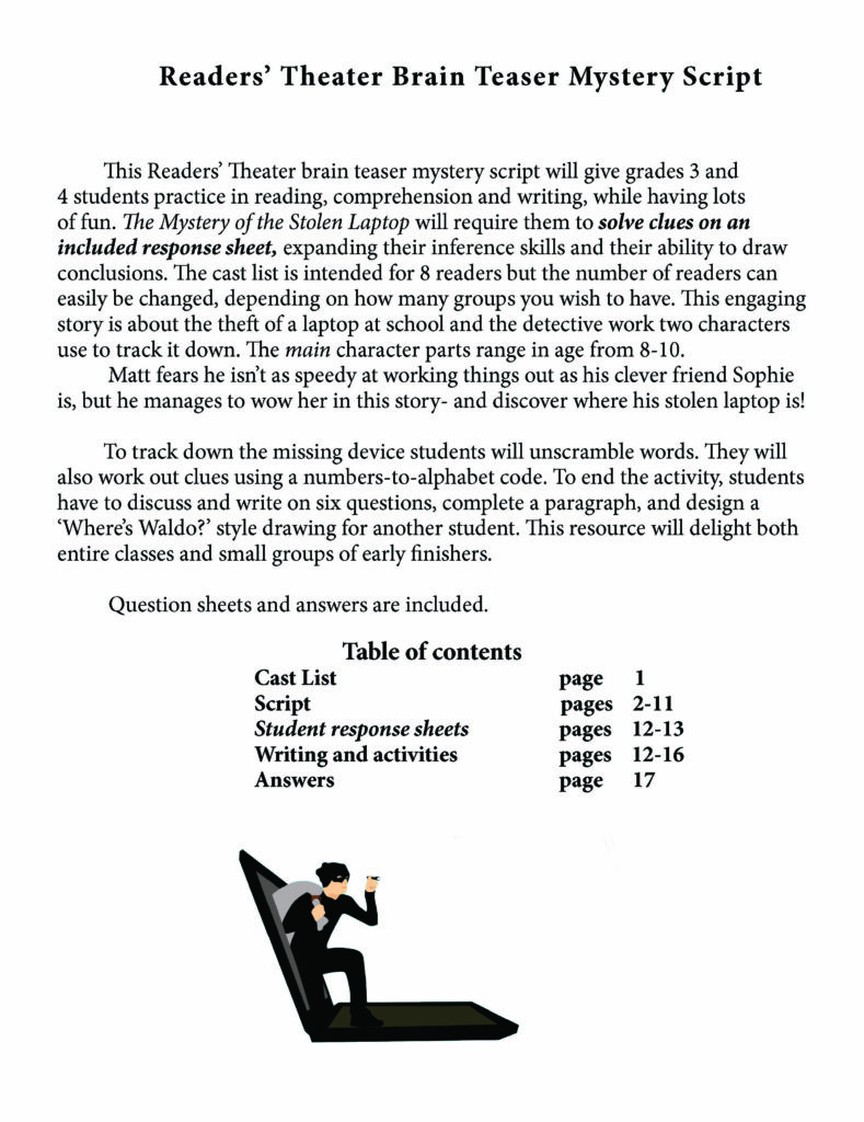 Readers' Theater Brain Teaser Mystery Script GRADES 3-4 - Made By Teachers