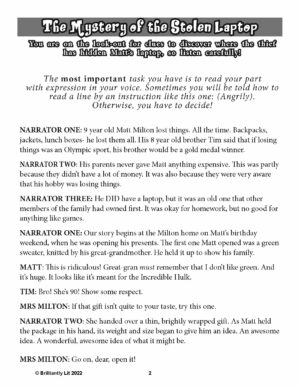Readers' Theater Brain Teaser Mystery Script GRADES 3-4 - Made By Teachers