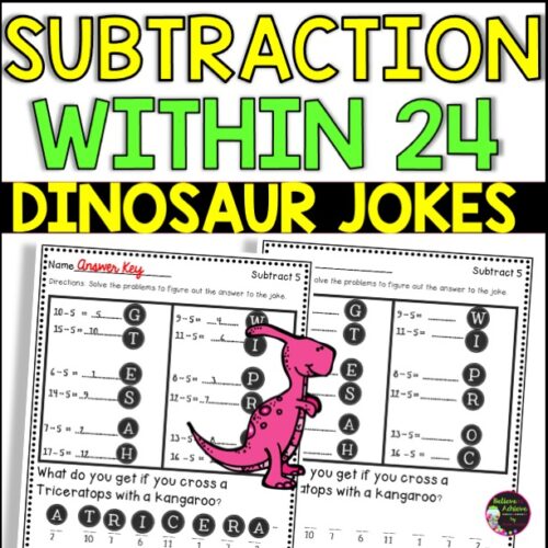 Subtraction Within 24 Worksheets | Dinosaur Jokes - Made By Teachers