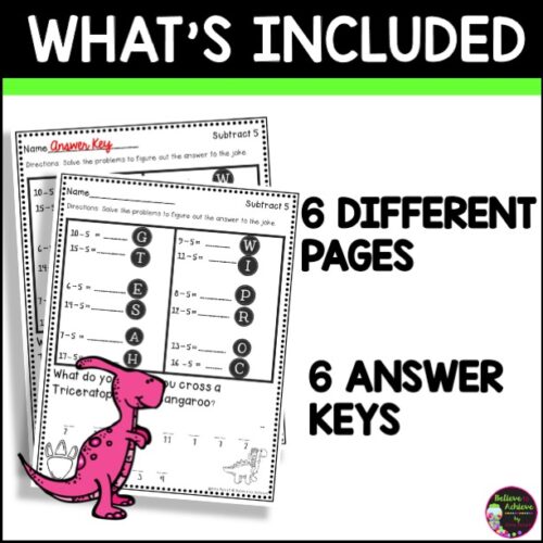 Subtraction Within 24 Worksheets | Dinosaur Jokes - Made By Teachers