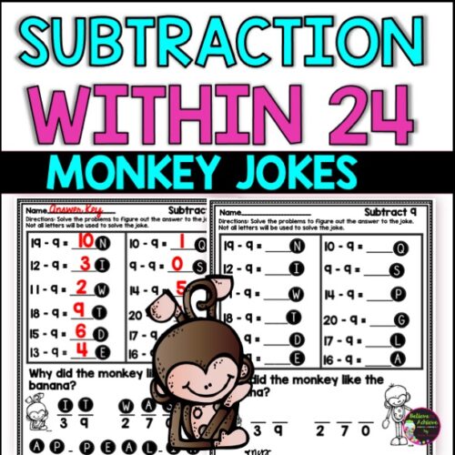 Subtraction Within 24 Worksheets | Monkey Jokes | Made By Teachers