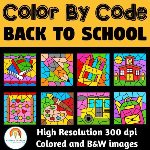 Back to School Color By Number Clipart | Back to School Clip Art ...