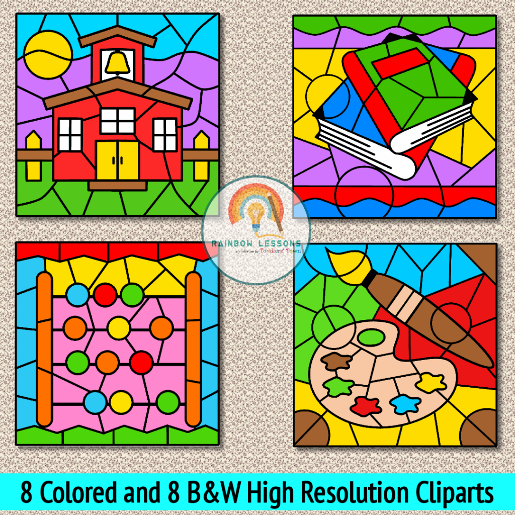 Back to School Color By Number Clipart | Back to School Clip Art ...