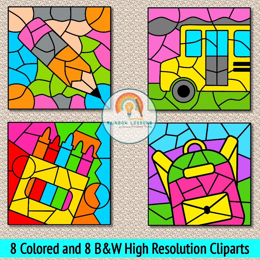 Back to School Color By Number Clipart | Back to School Clip Art ...