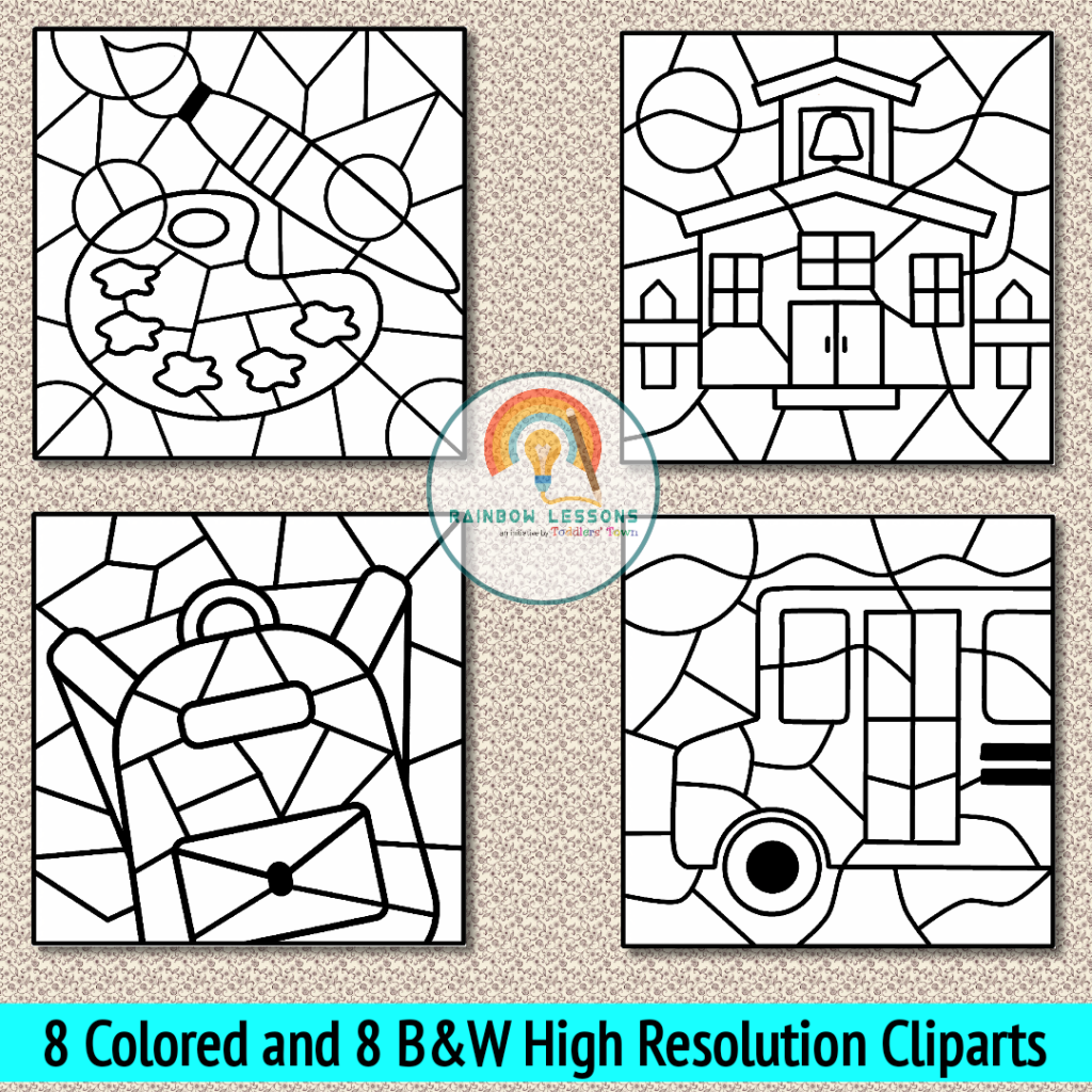 Back to School Color By Number Clipart | Back to School Clip Art ...