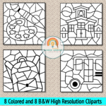 Back to School Color By Number Clipart | Back to School Clip Art ...