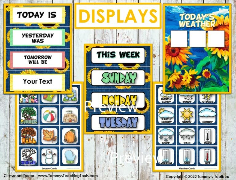 Sunflower Classroom Calendar Decor Set Editable - Made By Teachers