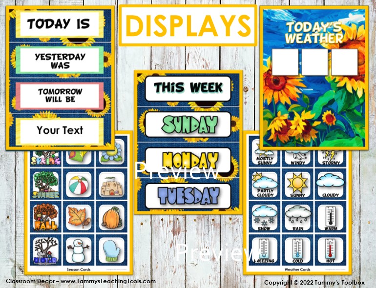 Sunflower Classroom Calendar Decor Set Editable | Made By Teachers