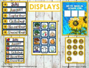 Sunflower Classroom Calendar Decor Set Editable - Made By Teachers