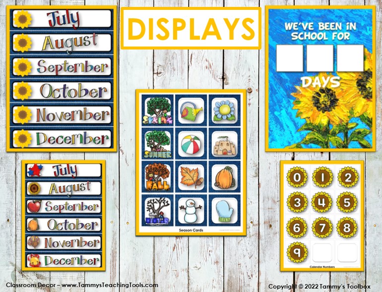 Sunflower Classroom Calendar Decor Set Editable - Made By Teachers