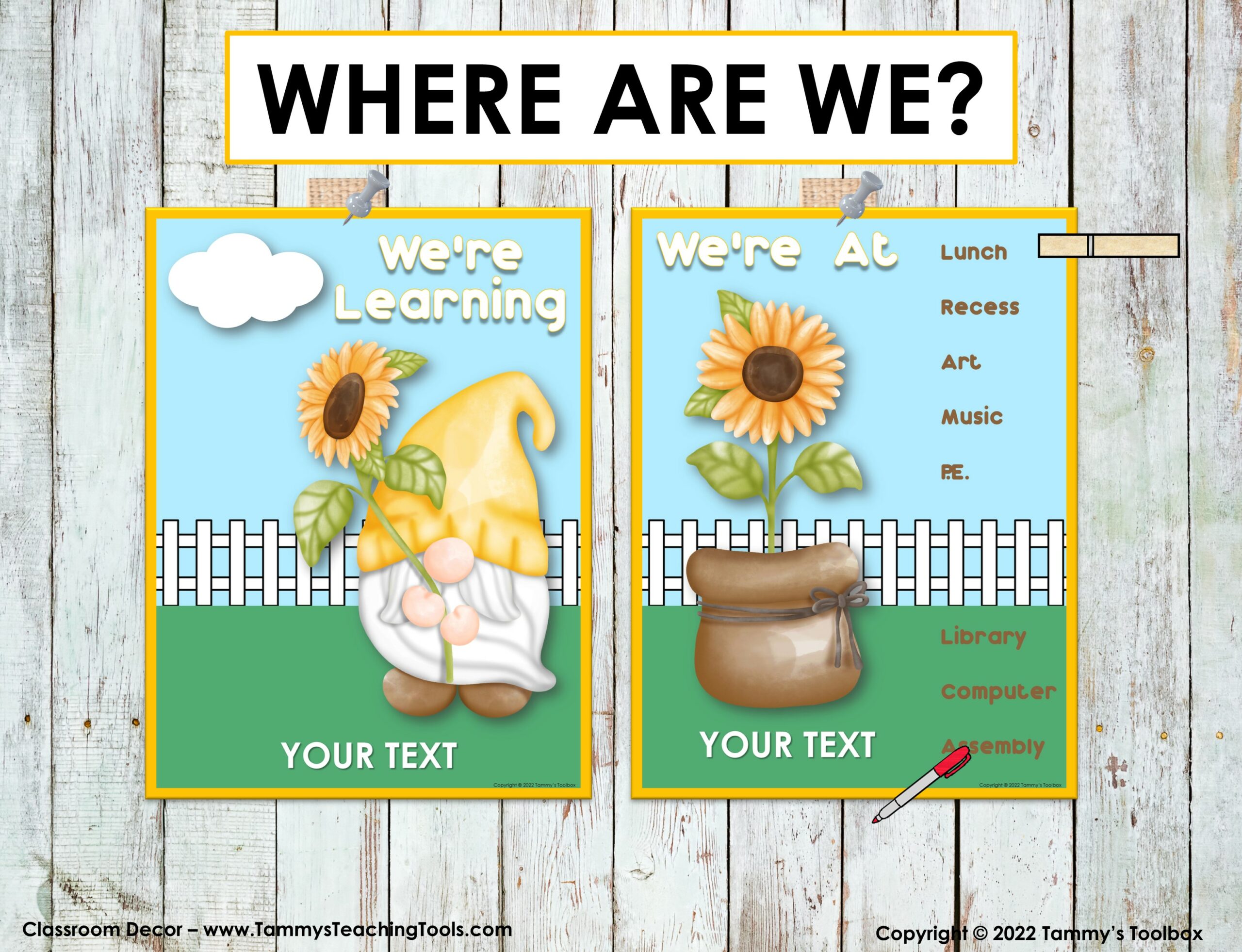 Sunflower Classroom Schedule and Management Set Editable Decor | Made ...