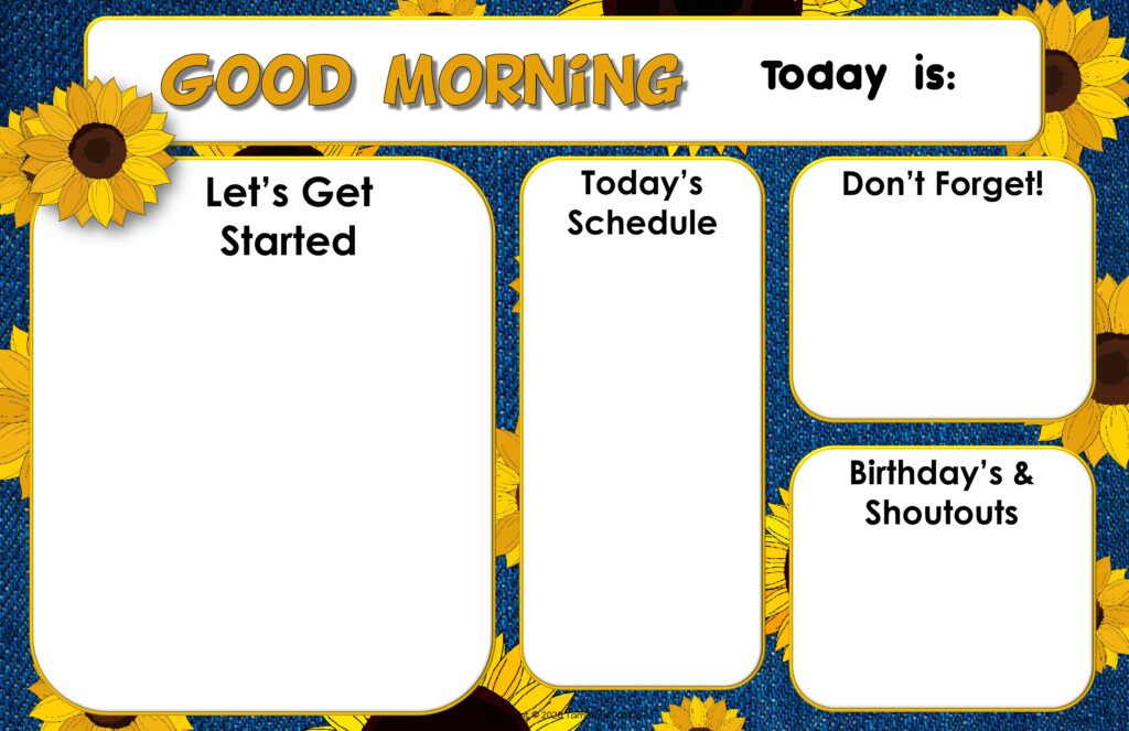 Digital Morning Meeting and Assignment Slides in Sunflower Theme | Made ...