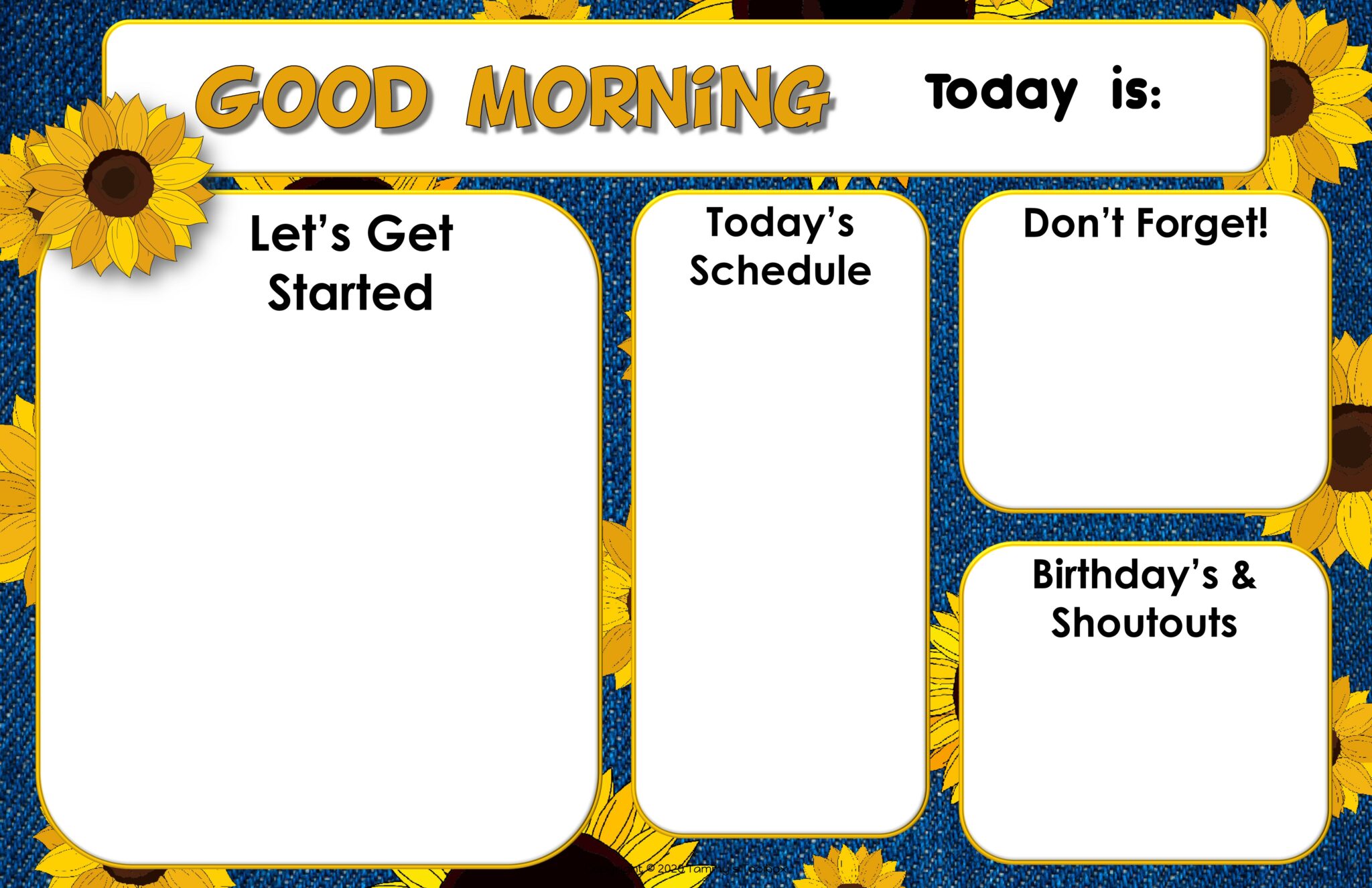 Digital Morning Meeting and Assignment Slides in Sunflower Theme | Made ...