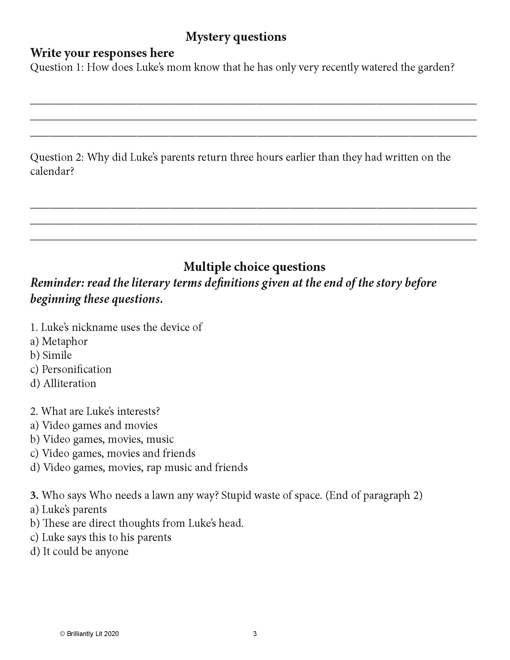 READING COMPREHENSION MYSTERY STORIES AND QUESTIONS | Made By Teachers