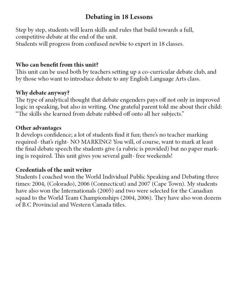 DEBATING IN 18 LESSONS - Made By Teachers