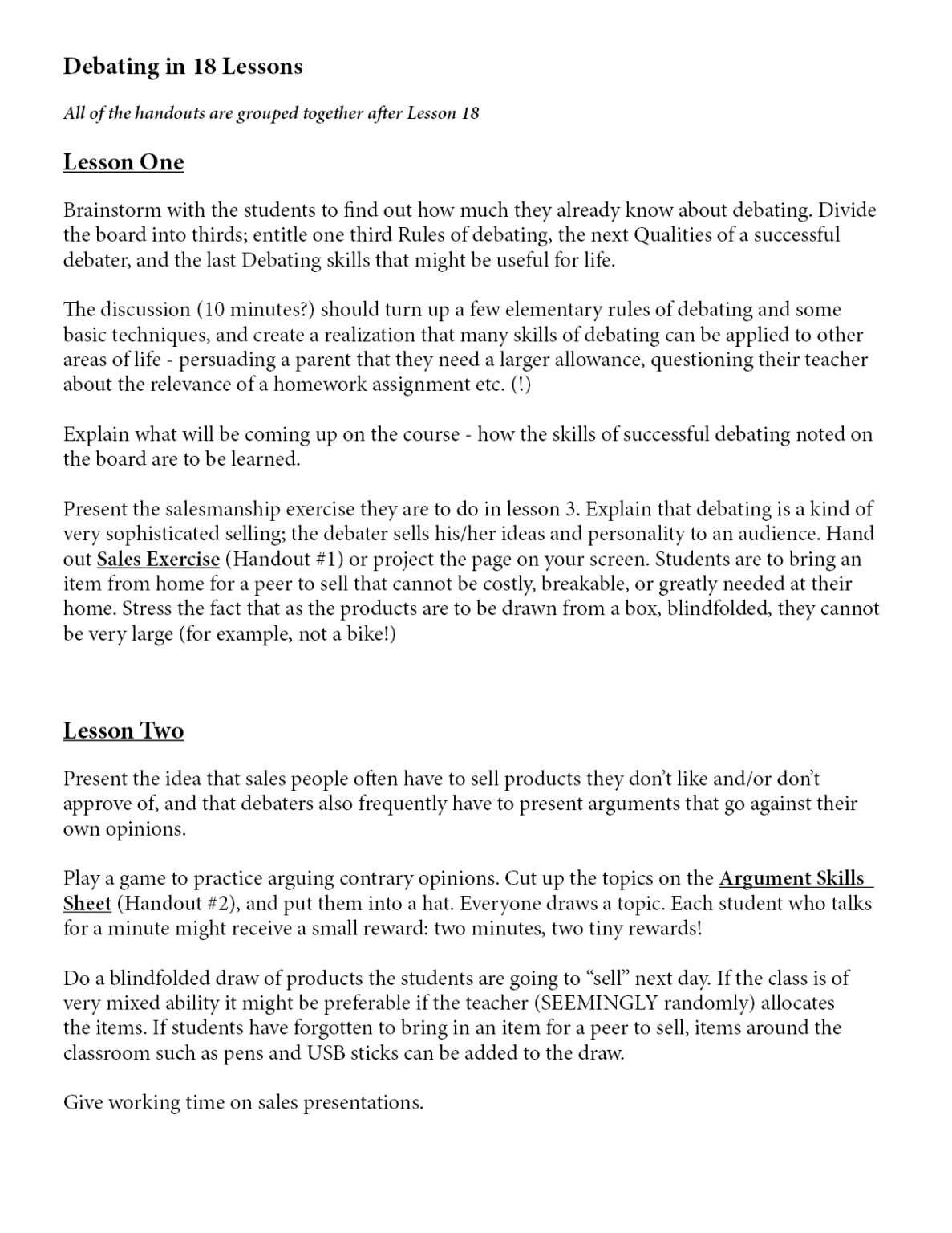 DEBATING IN 18 LESSONS - Made By Teachers