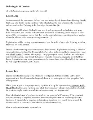 DEBATING IN 18 LESSONS - Made By Teachers