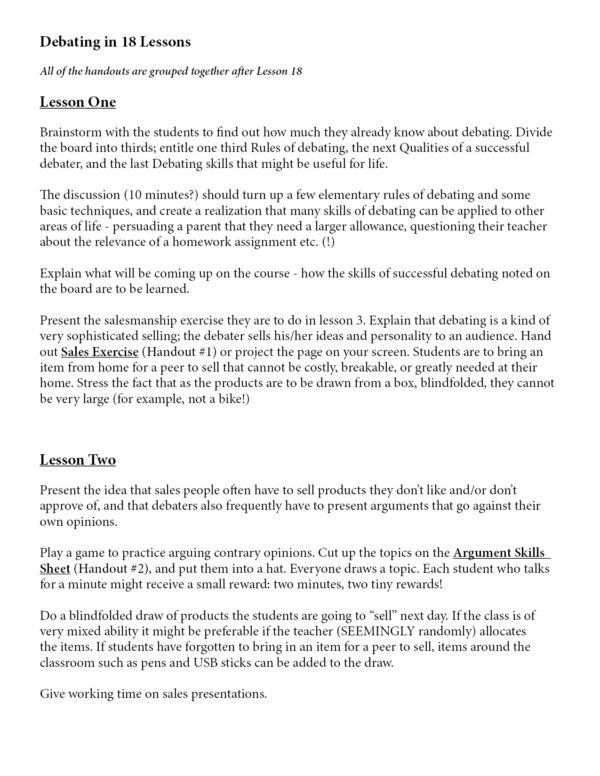 DEBATING IN 18 LESSONS - Made By Teachers