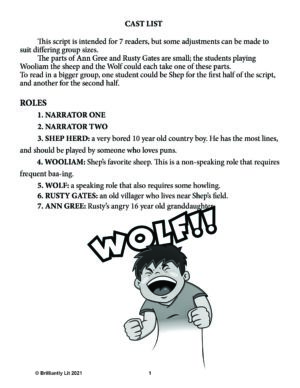 Readers' Theater Aesop's Fable Fun: The Boy Who Cried Wolf GRADES 3-4 ...