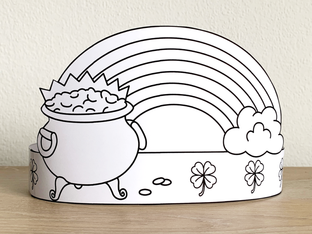 Pot of Gold Paper Hat Printable Coloring St. Patrick's Day Craft ...