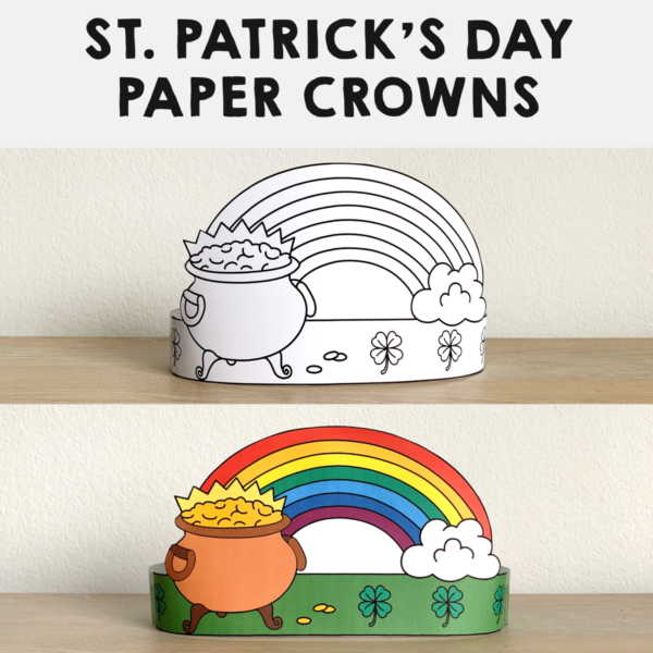 Pot of Gold Paper Hats Printable Coloring St. Patrick’s Day Craft ...
