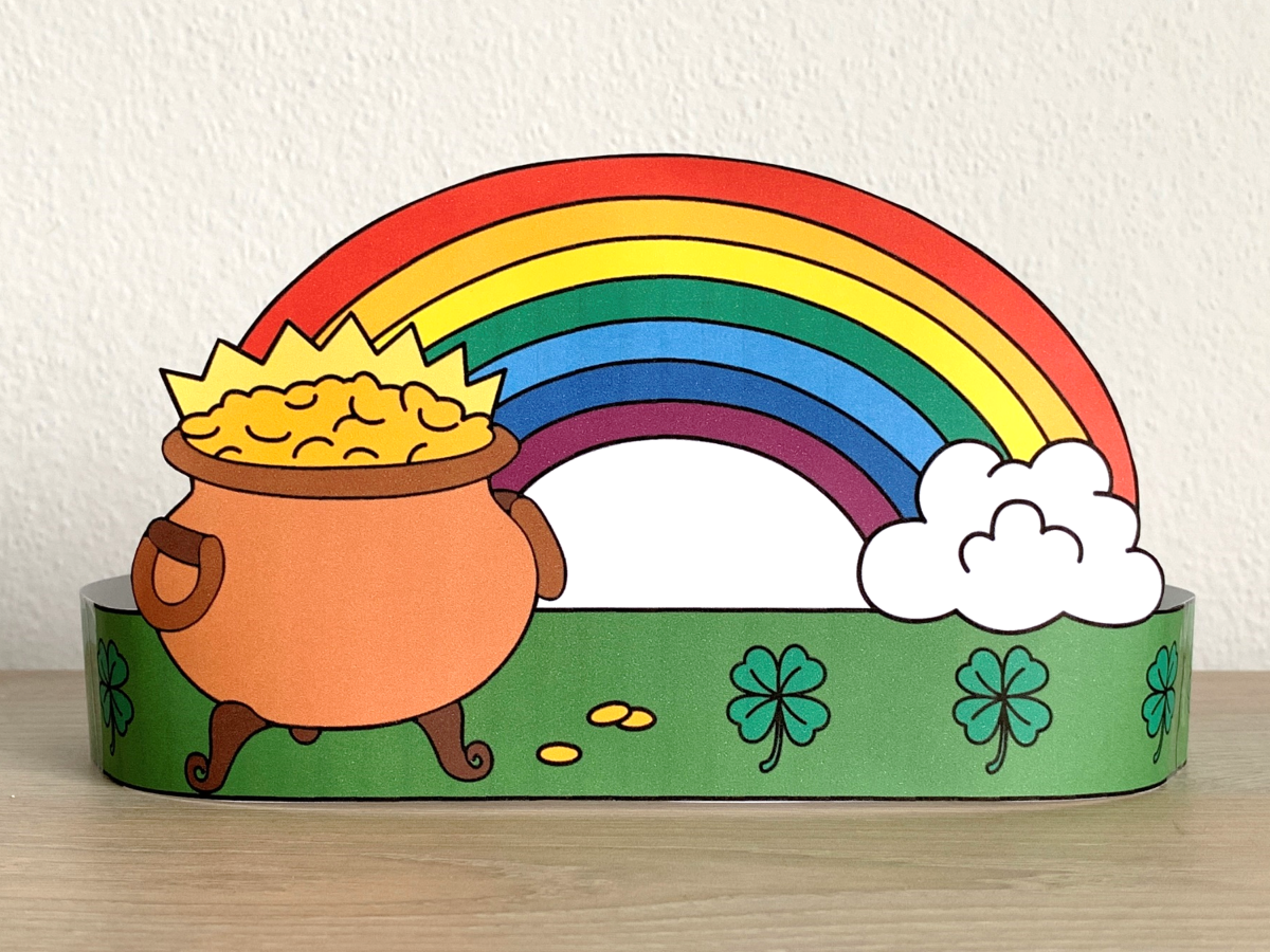 Pot of Gold Paper Hats Printable Coloring St. Patrick’s Day Craft ...
