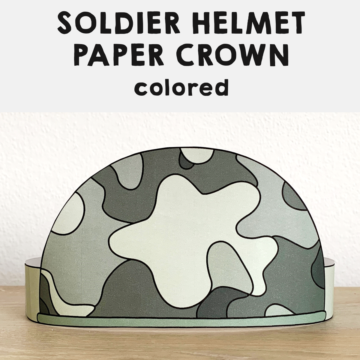 Soldier Helmet Paper Crown Headband Printable Military Costume Craft ...