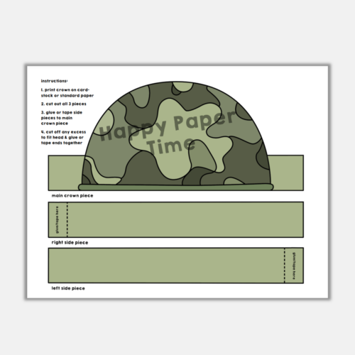 Soldier Helmet Paper Crown Headband Printable Military Costume Craft ...