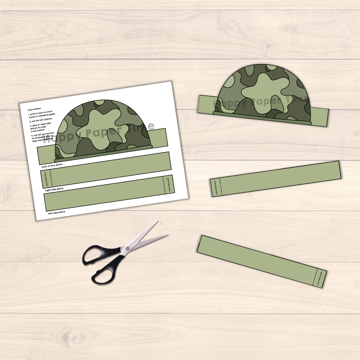 Soldier Helmet Paper Crown Headband Printable Military Costume Craft ...