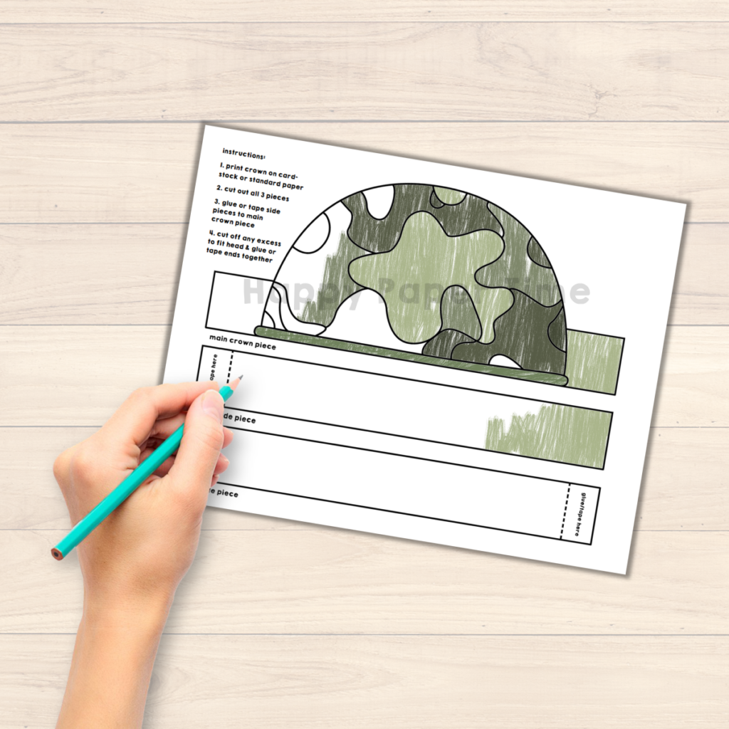 Soldier Helmet Paper Crowns Headband Printable Military Coloring Craft ...