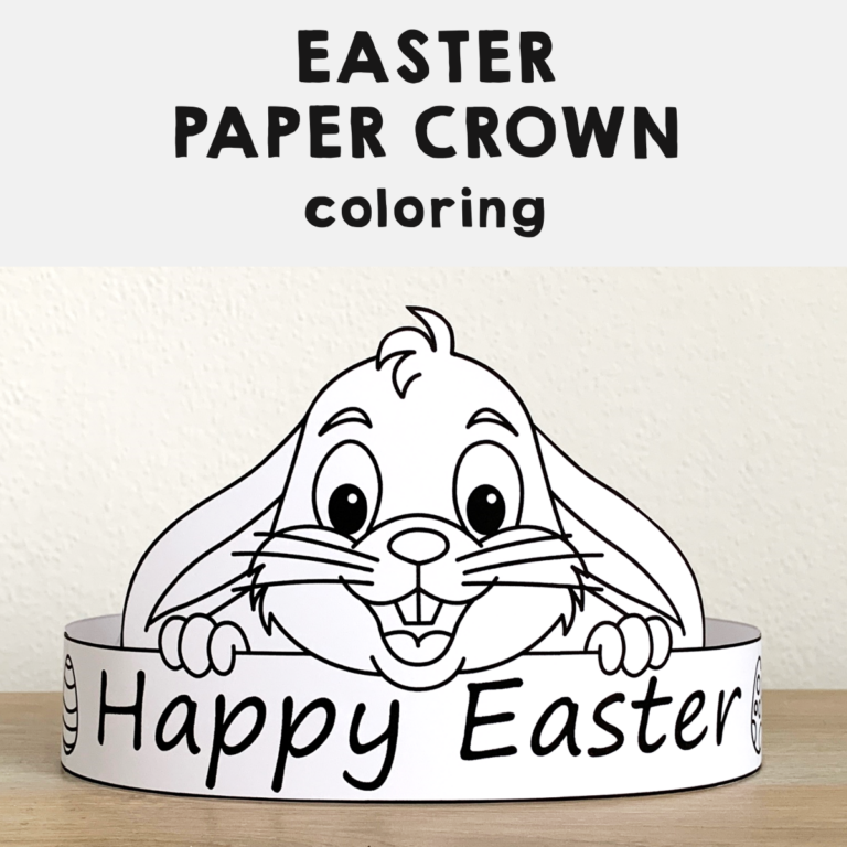 Easter Bunny Paper Crown Headband Printable Coloring Craft Activity ...
