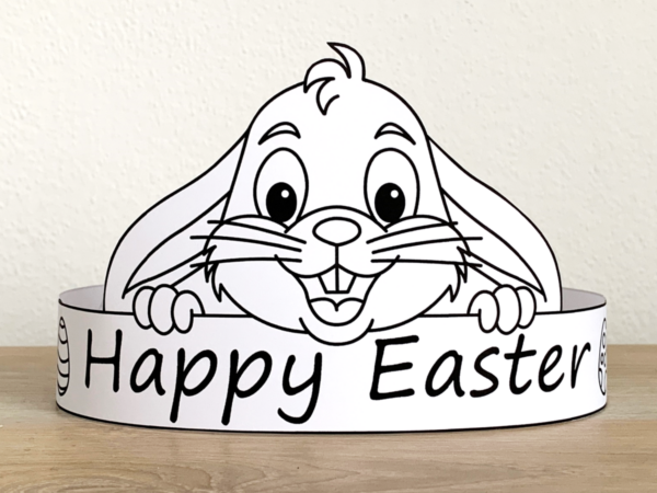 Easter Bunny Paper Crown Headband Printable Coloring Craft Activity ...