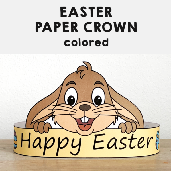 Easter Bunny Paper Crowns Headband Printable Coloring Craft Activity ...