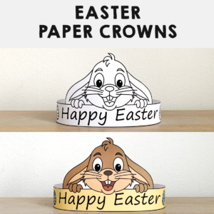 Easter Bunny Paper Crowns Headband Printable Coloring Craft Activity ...