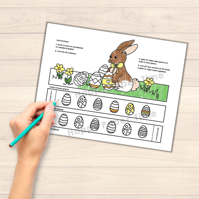 Easter Bunny Eggs Paper Crown Headband Printable Coloring Craft ...