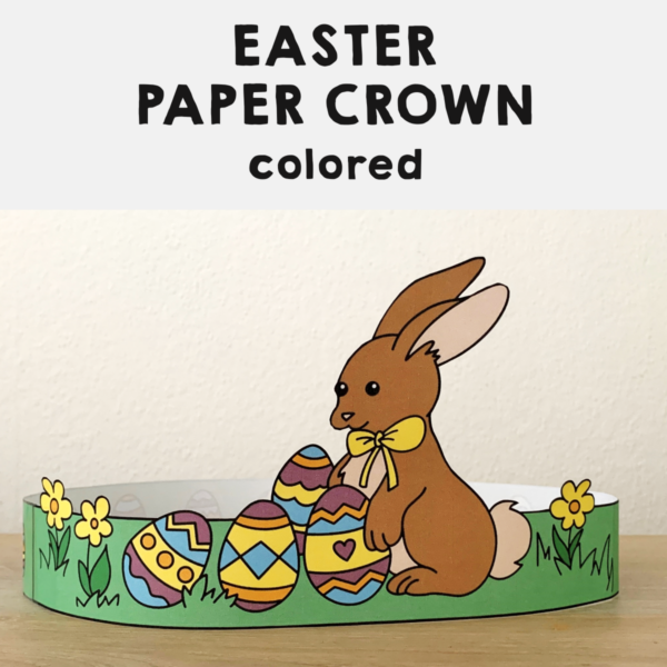 Easter Bunny Eggs Paper Crowns Headband Printable Coloring Craft ...