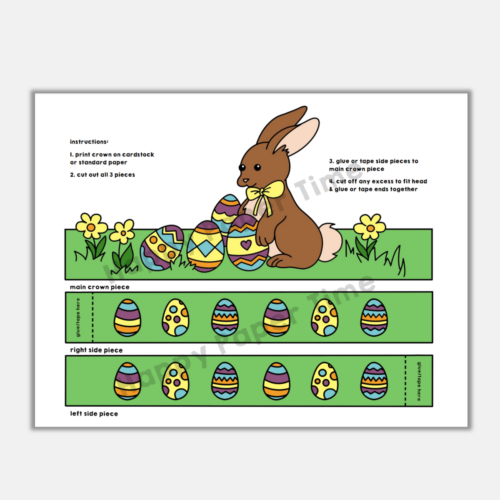 Easter Bunny Eggs Paper Crown Headband Printable Costume Craft Activity ...