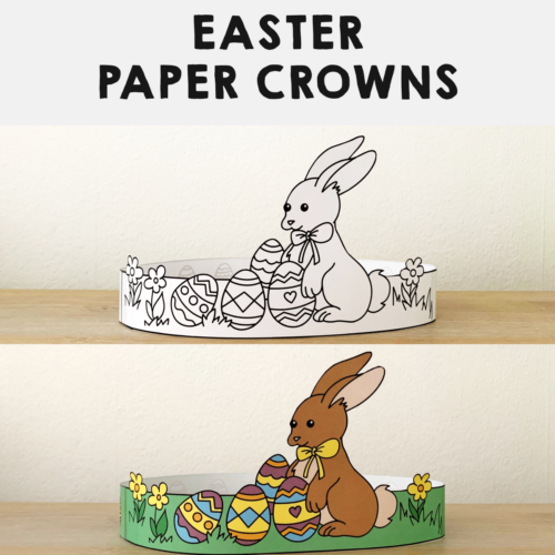 Easter Bunny Eggs Paper Crowns Headband Printable Coloring Craft ...