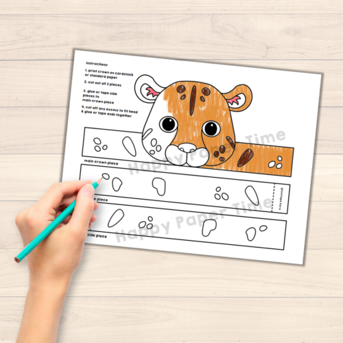 Leopard Paper Crown Jungle Animal Headband Printable Coloring Craft ...