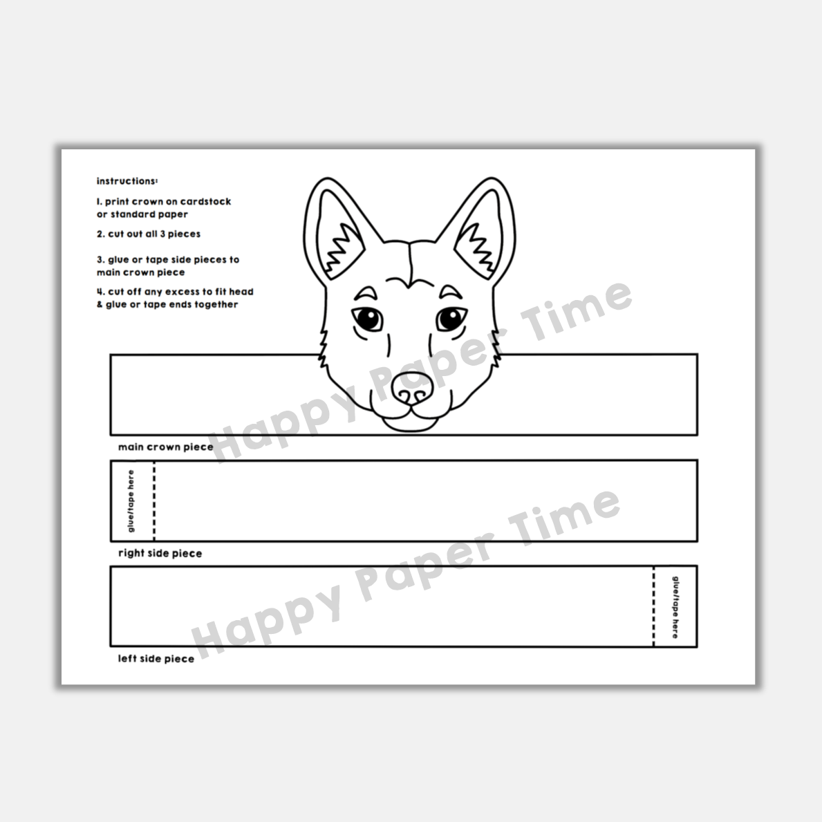 Dingo Paper Crown Australian Animal Headband Printable Coloring Craft ...