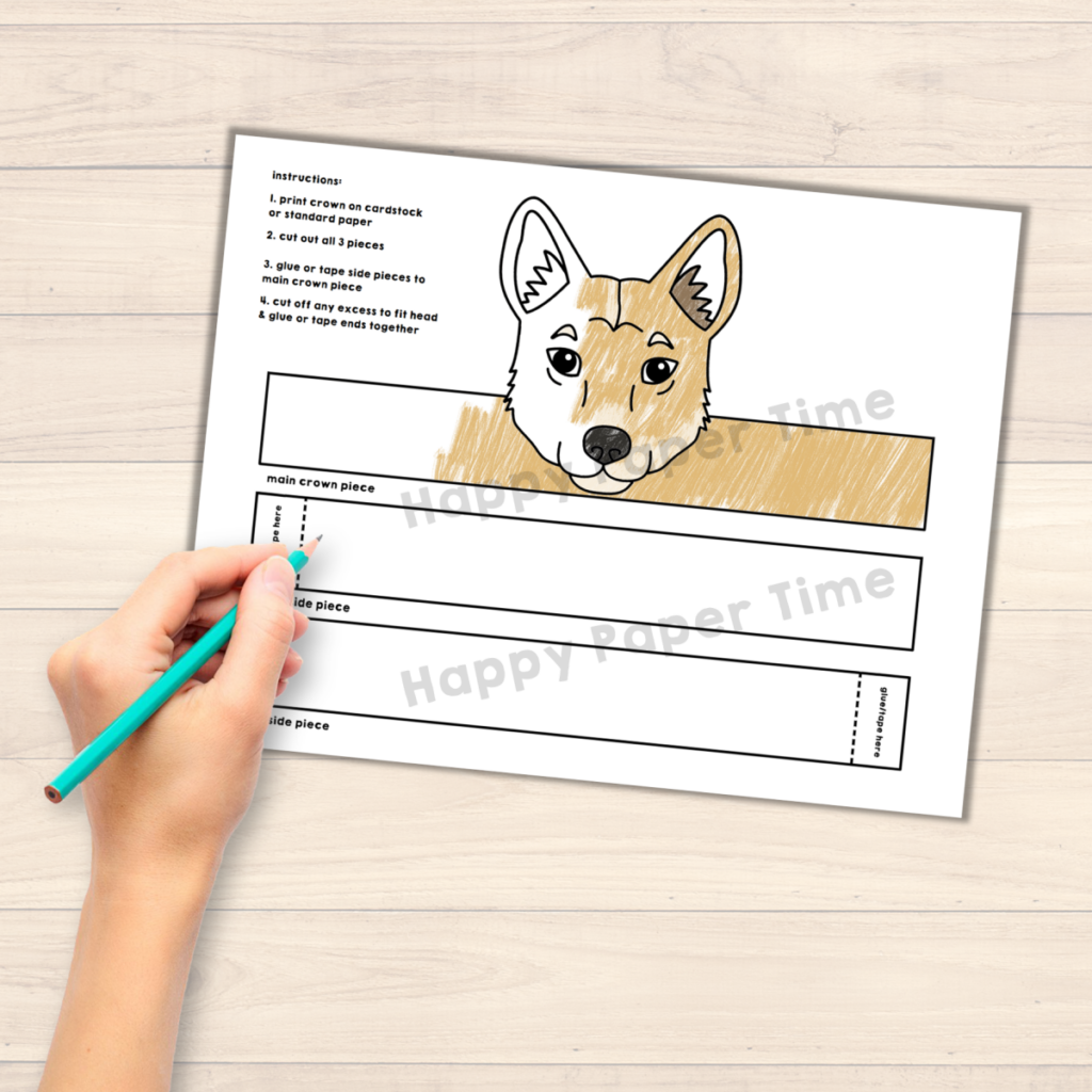 Dingo Paper Crown Australian Animal Headband Printable Coloring Craft ...