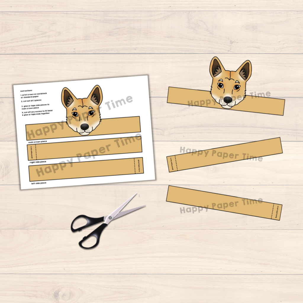 Dingo Paper Crown Australian Animal Headband Printable Costume Craft ...