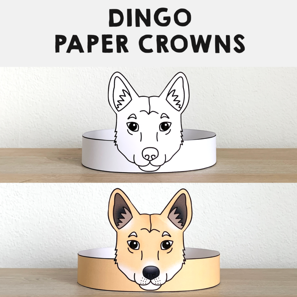 Dingo Paper Crowns Australian Animal Headband Printable Coloring Craft ...