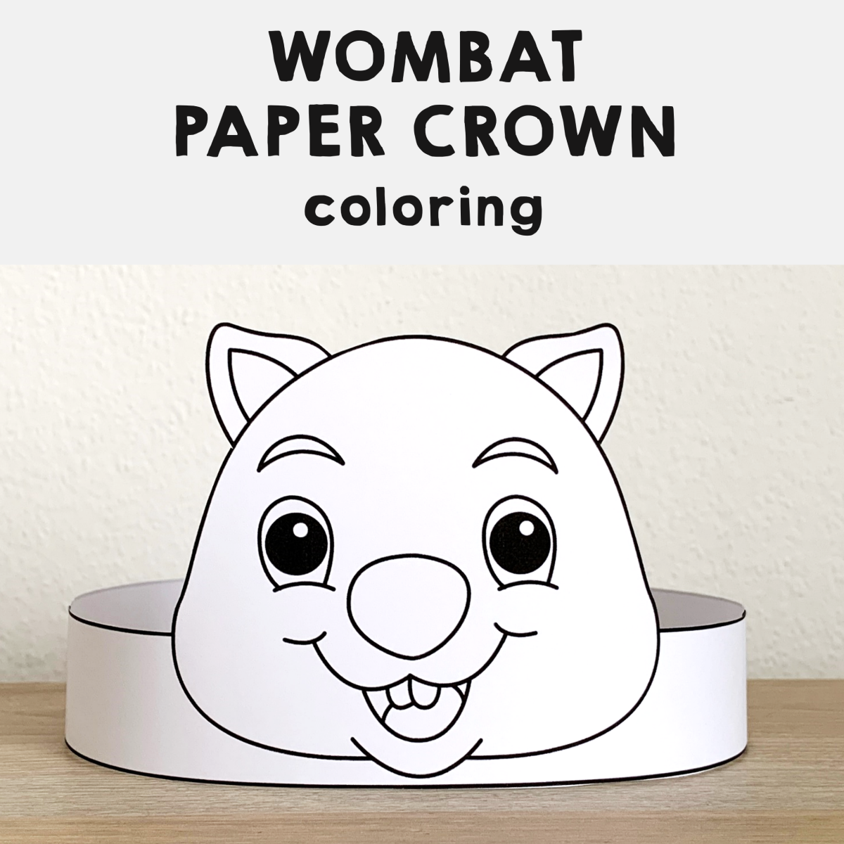 Wombat Paper Crown Australian Animal Headband Printable Coloring Craft ...