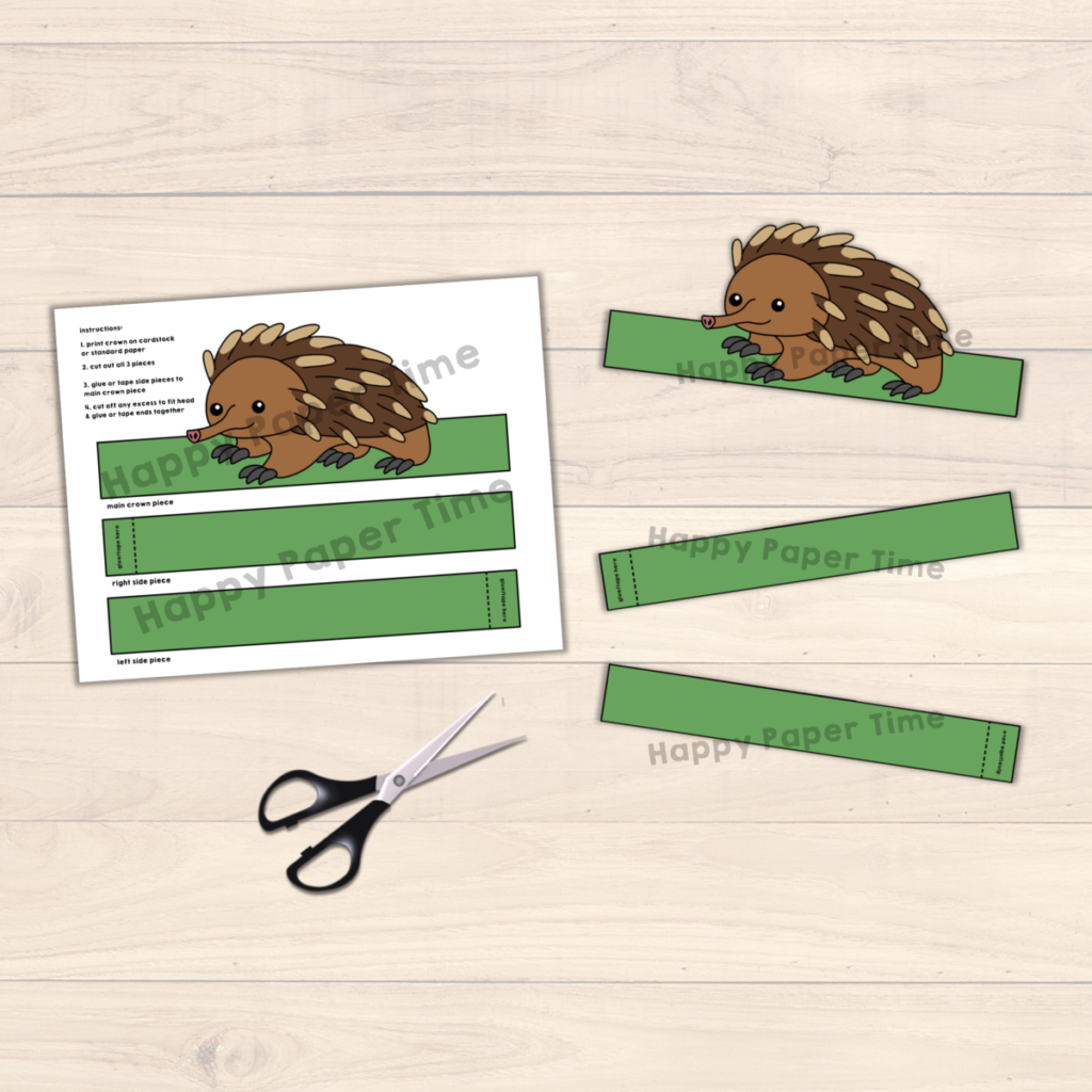 Echidna Paper Crown Australian Animal Headband Printable Costume Craft ...