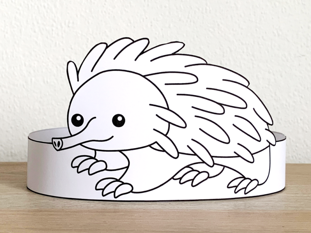 Echidna Paper Crowns Australian Animal Headband Printable Coloring ...